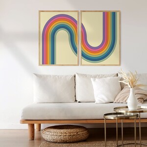 Rainbow Wall Print, Set of 2, 70s Home Decor, 70s Decor, Groovy Poster ...