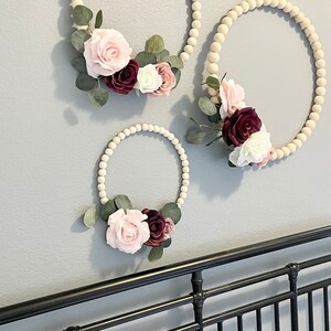 Girl Nursery Wall Decor Girl Room Nursery Hoop Wreath Wood Beaded Boho ...
