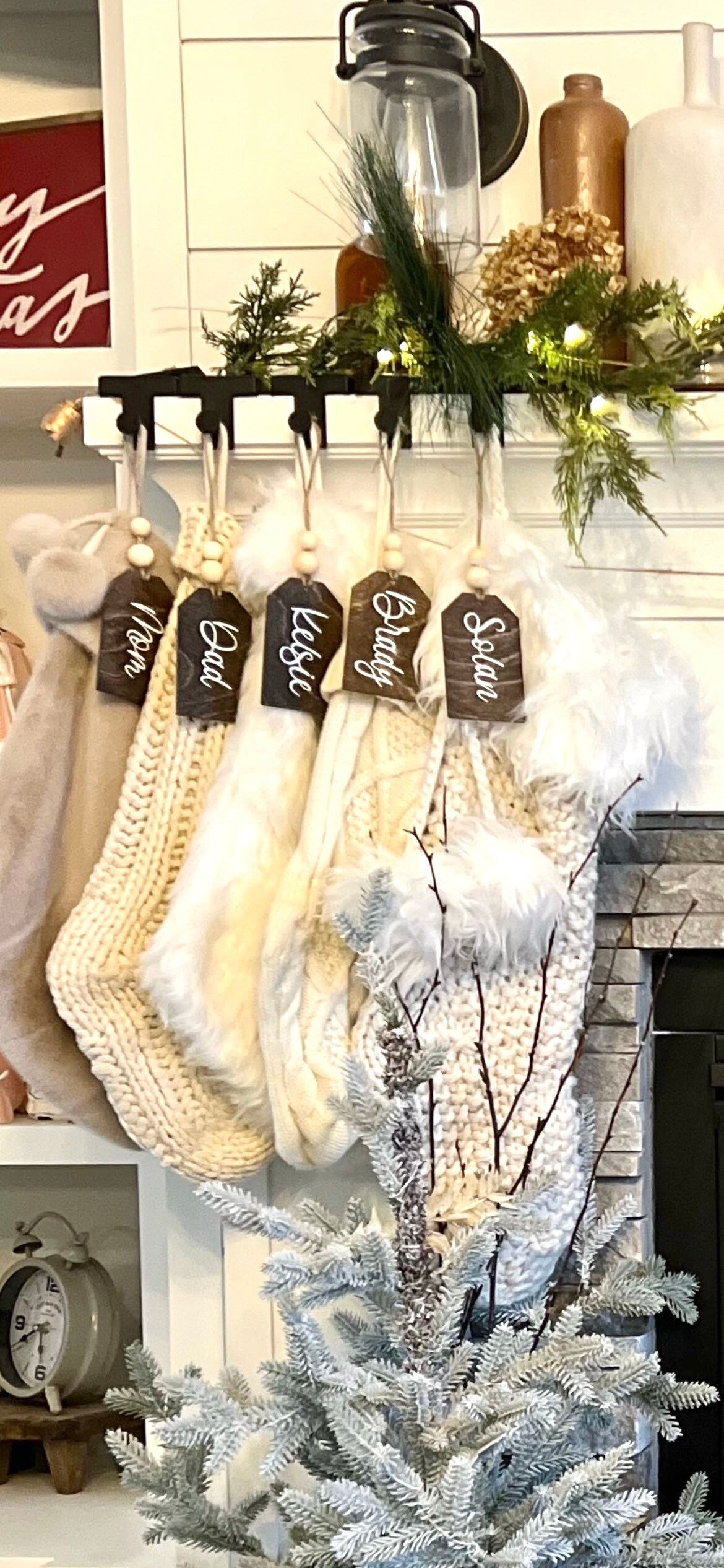 Personalized Christmas Stocking Tags Wood Beaded Stocking Tags - Etsy