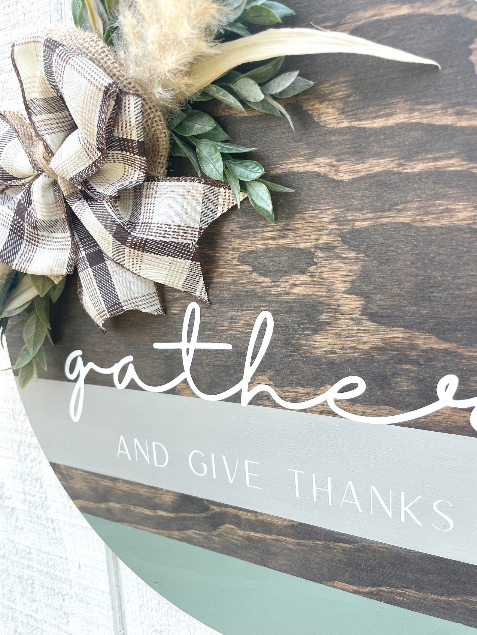 Gather Door Sign Gather and Give Thanks Door Hanger Thanksgiving Wreath ...