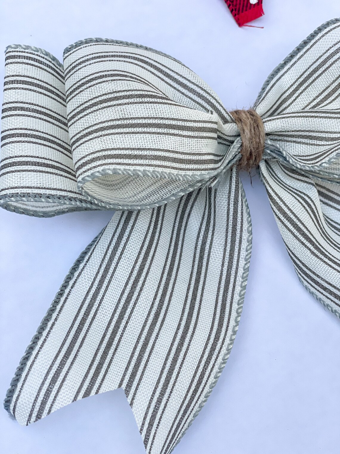 Pre Made Bow for Wreath Bow for DIY Crafts Cream and Grey Bow - Etsy