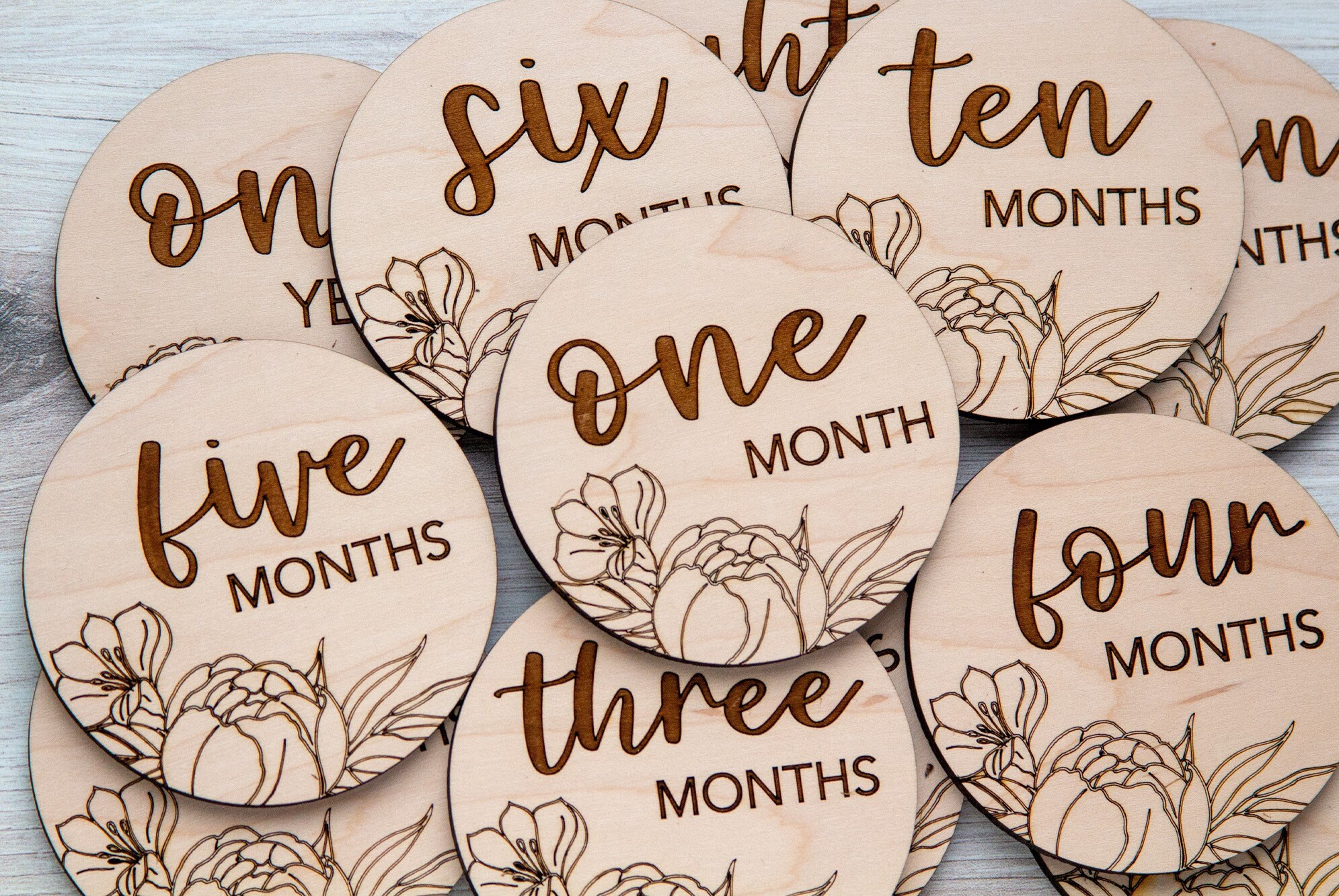 Floral Monthly Milestone Marker Flower Milestone Tags Floral - Etsy