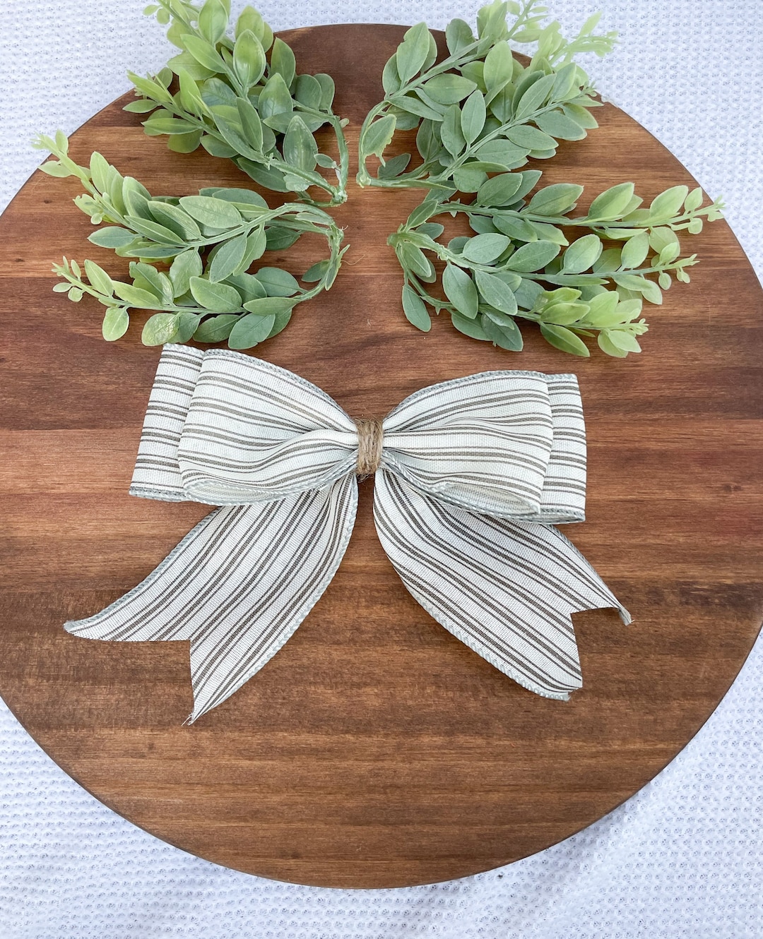 Pre Made Bow for Wreath Bow for DIY Crafts Cream and Grey Bow Twine ...