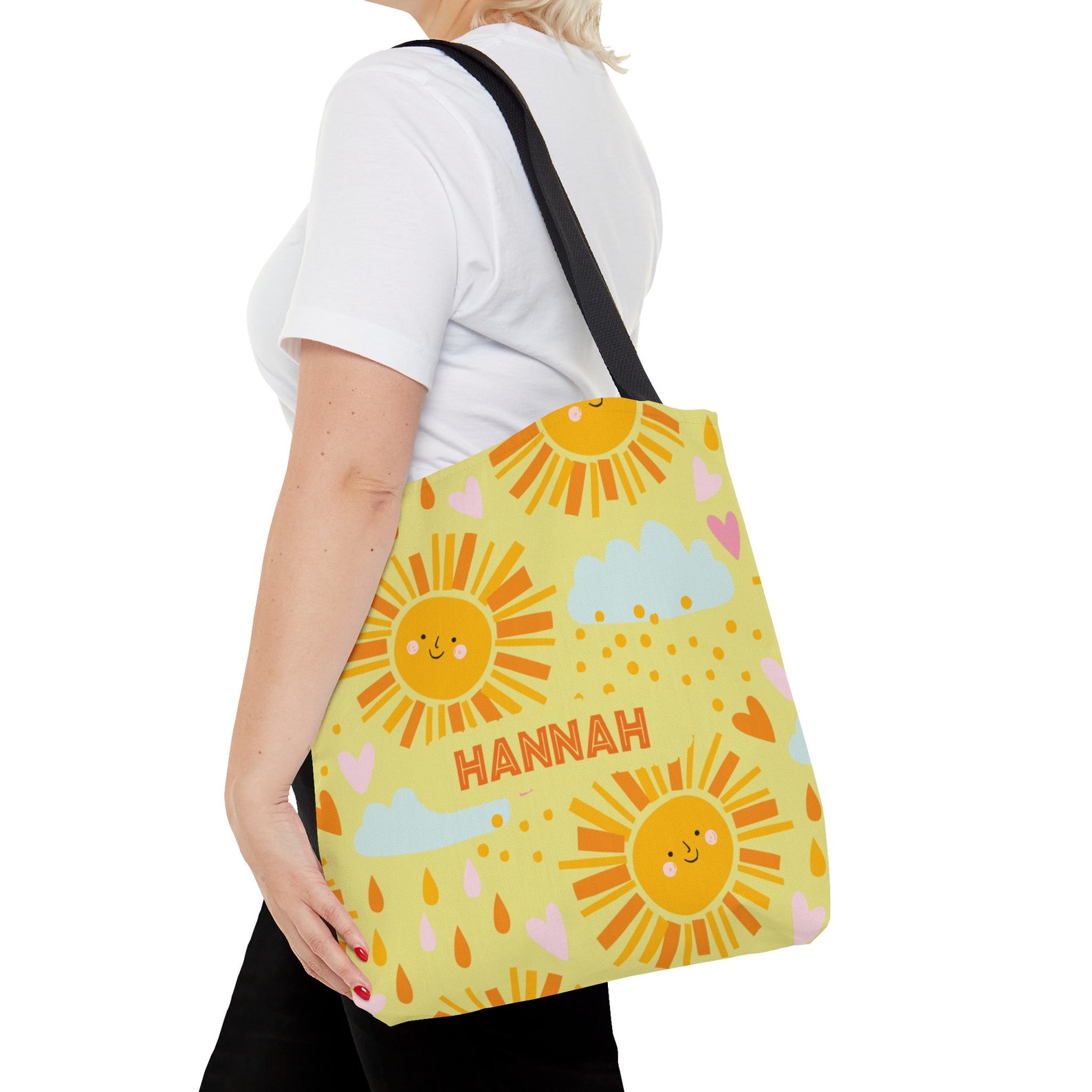Sun Rays Tote Bag, Summer Beach Tote Bag, Kid Name Canvas Bag ...