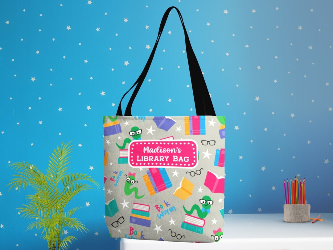 Personalized Library Bag, Kids Library Book Bag, Library Tote Bag ...