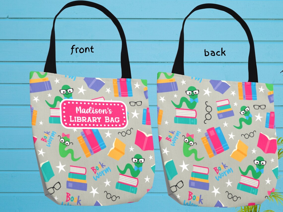 Personalized Library Bag Kids Library Book Bag Library Tote - Etsy