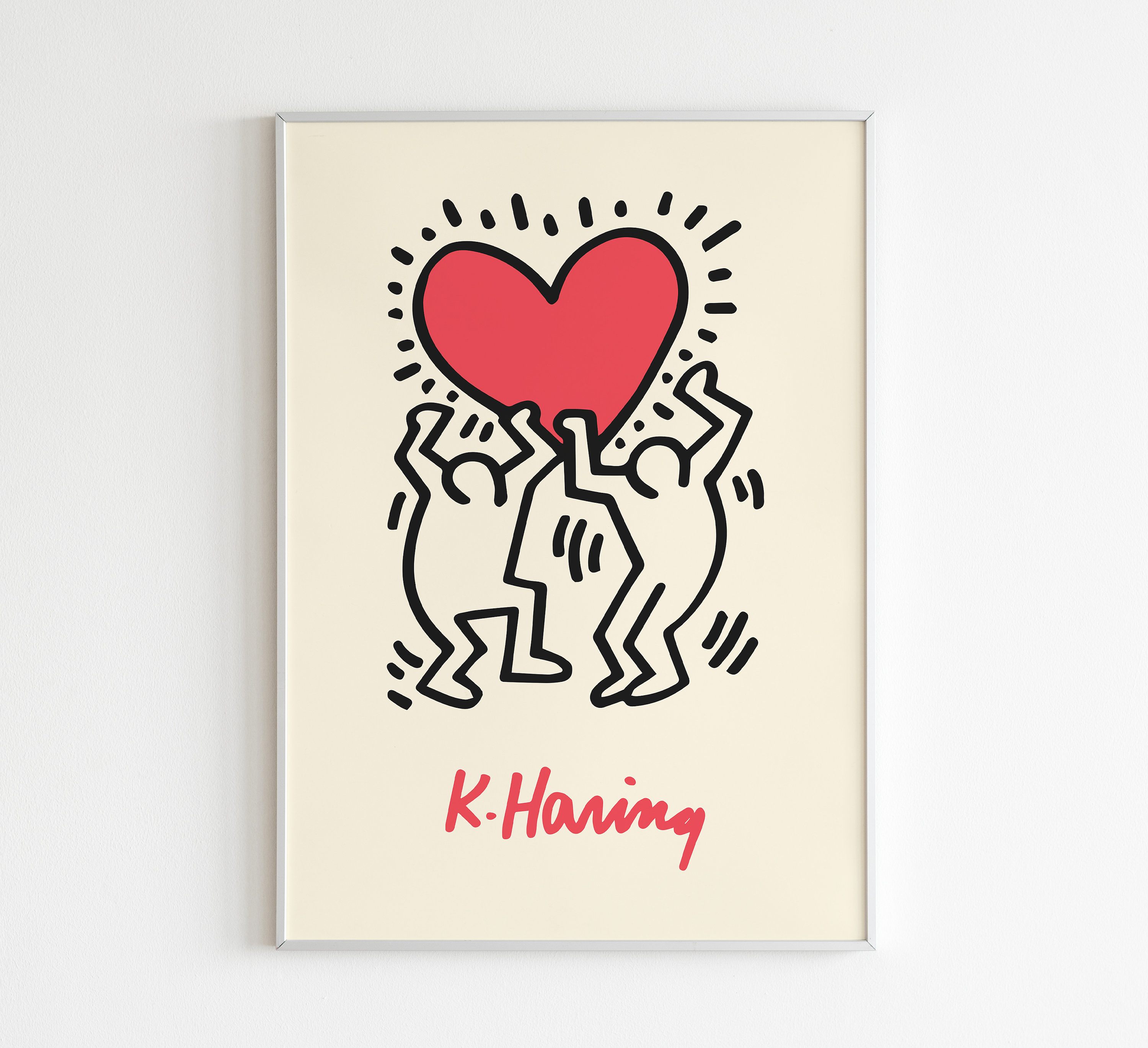 Keith Haring Love Print Pop Art Poster Men Holding a Heart | Etsy