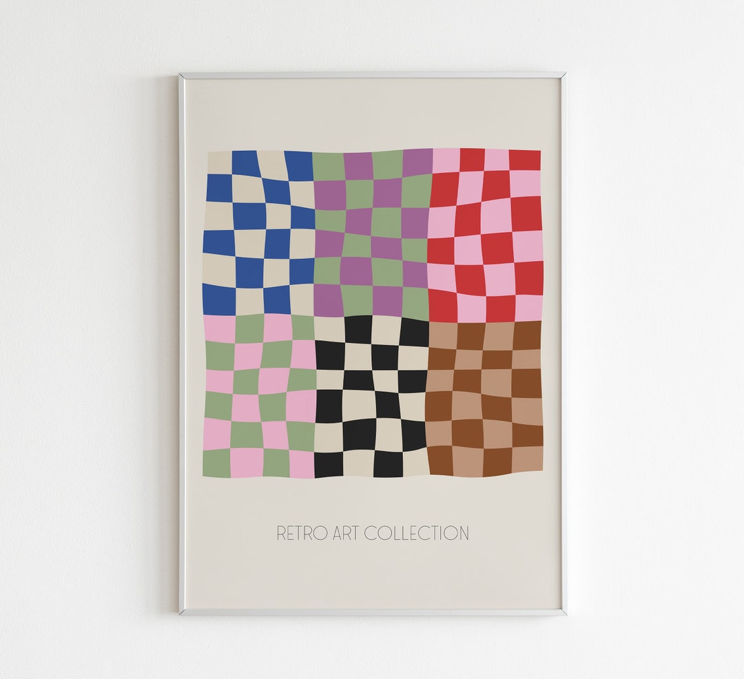 Funky Checkered Wall Art: Retro Colorful Print (digital Download) - Etsy