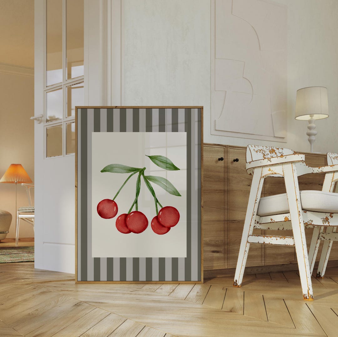 Cherry Print, Vintage Kitchen Wall Decor, Preppy Room Decor, Farmhouse ...