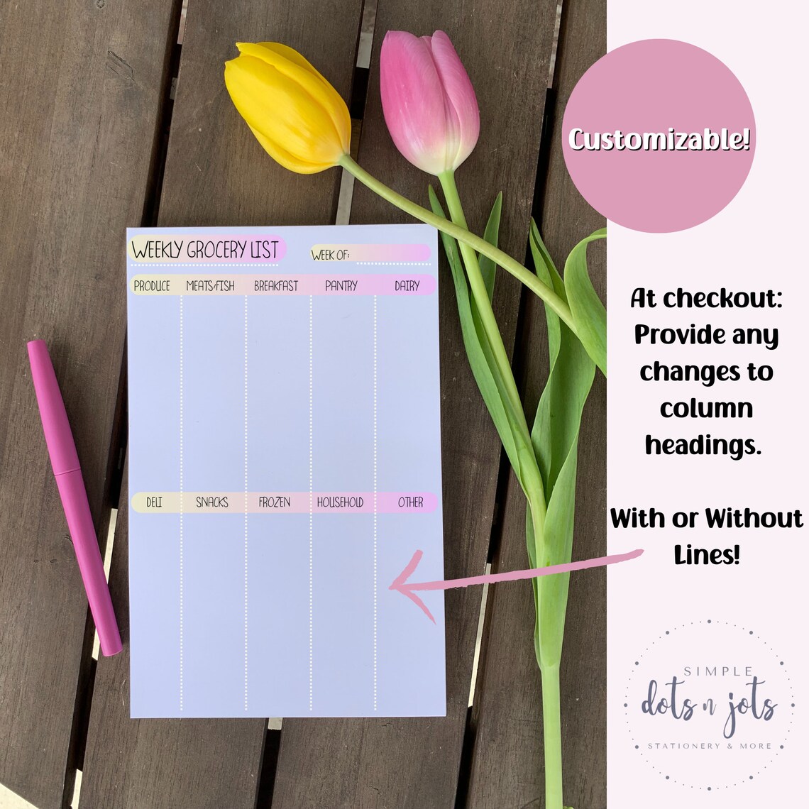 Grocery List Notepad, Custom Notepads, Organizational Notepads ...