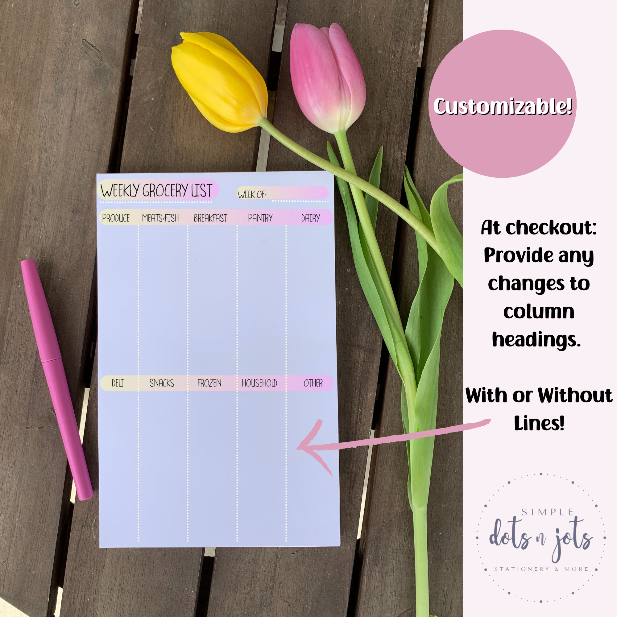 Grocery List Notepad, Custom Notepads, Organizational Notepads ...