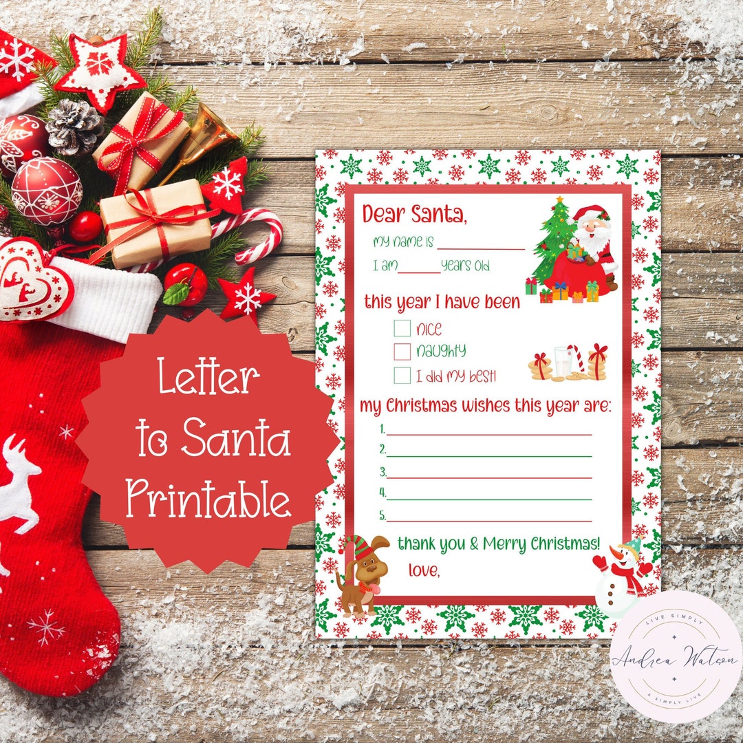 Dear Santa Letter Letter to Santa Printable Christmas - Etsy