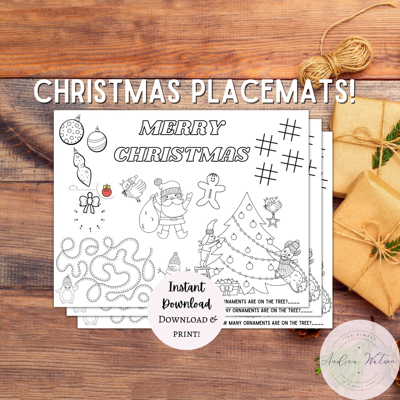 Christmas Activities, Christmas Activities for Kids, Christmas Placemat ...