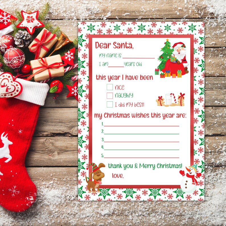 Dear Santa Letter Letter to Santa Printable Christmas - Etsy
