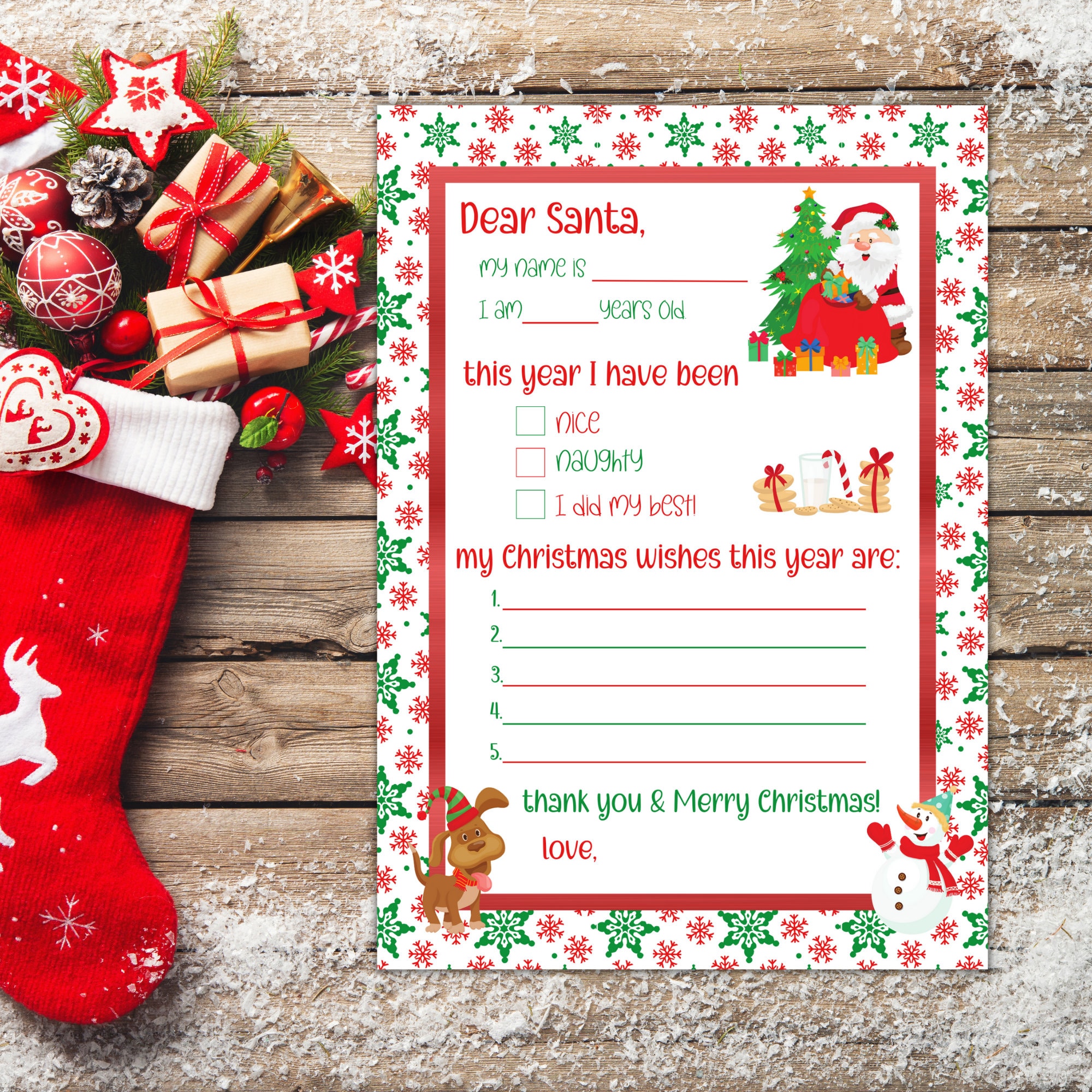 Dear Santa Letter Letter to Santa Printable Christmas - Etsy