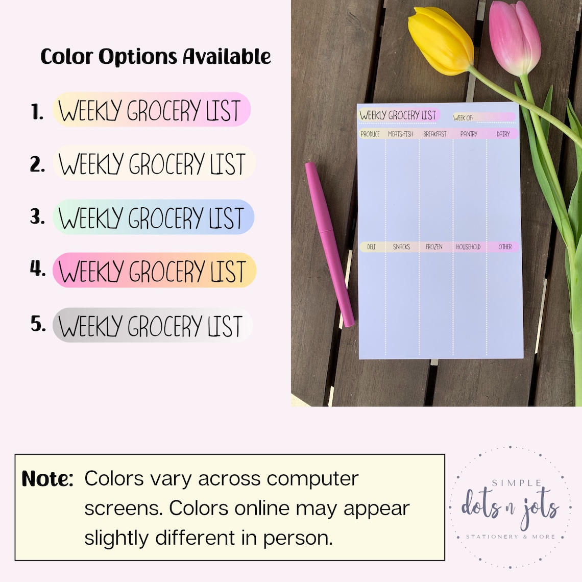 Grocery List Notepad, Custom Notepads, Organizational Notepads ...