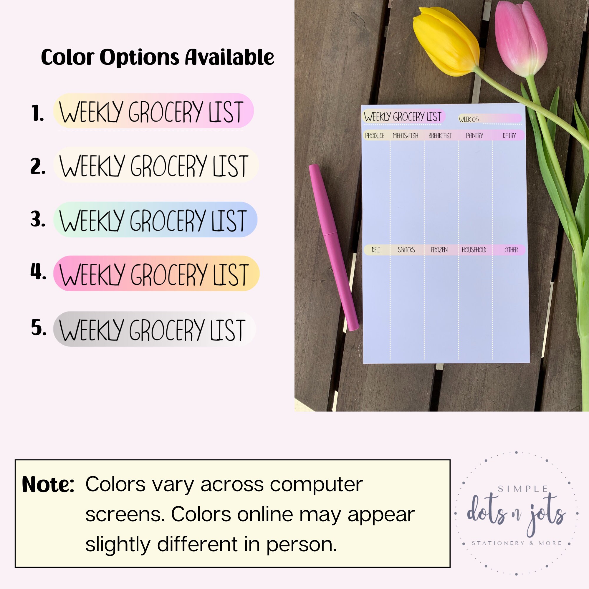 Grocery List Notepad, Custom Notepads, Organizational Notepads ...