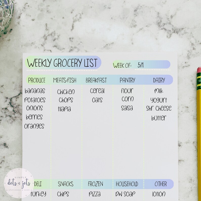 Grocery List Notepad, Custom Notepads, Organizational Notepads ...