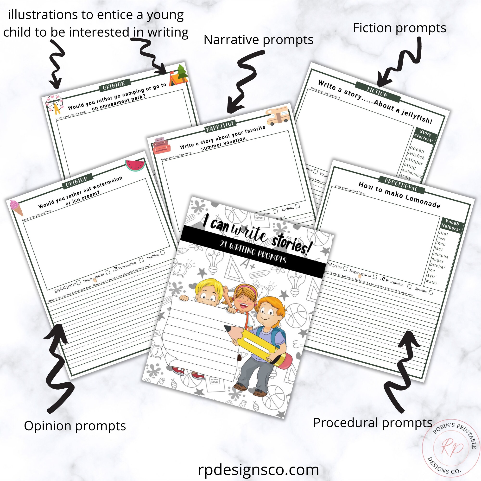 Writing Prompts for Kids, Homeschool, School Kids, PDF, Creative ...