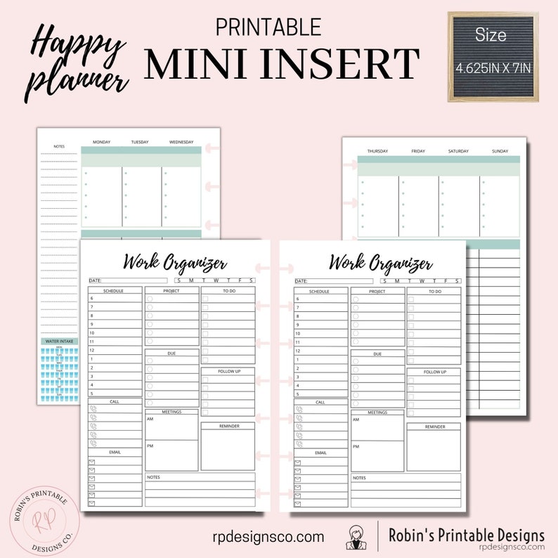 Mini Undated Happy Planner Inserts, Weekly, Daily Planner, Two Page ...