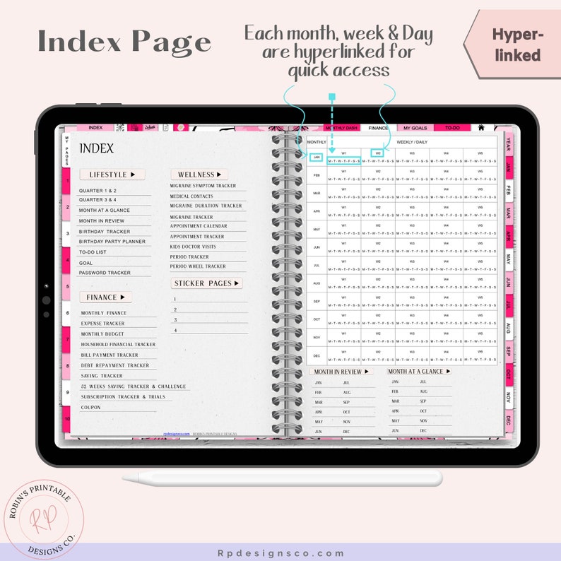 Undated Digital Planner for Goodnotes/notability/noteshelf. Hyperlinked ...