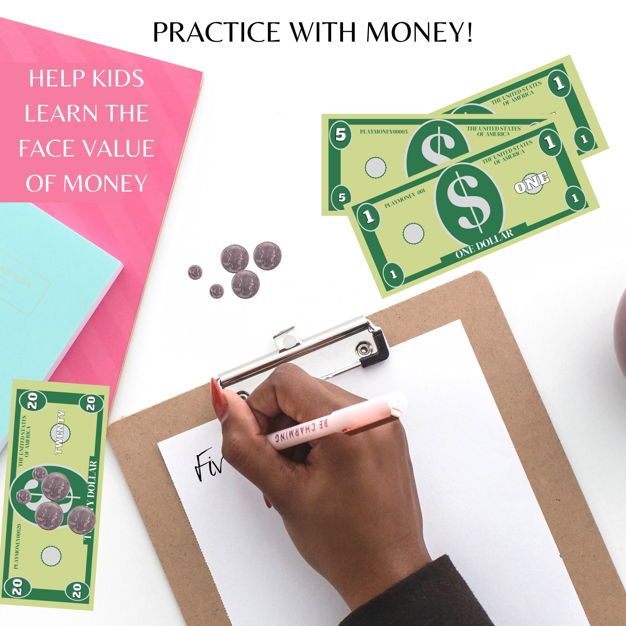 Printable Fake Pretend Money, Dollar Bills, Coins, Kids Pretend Play ...