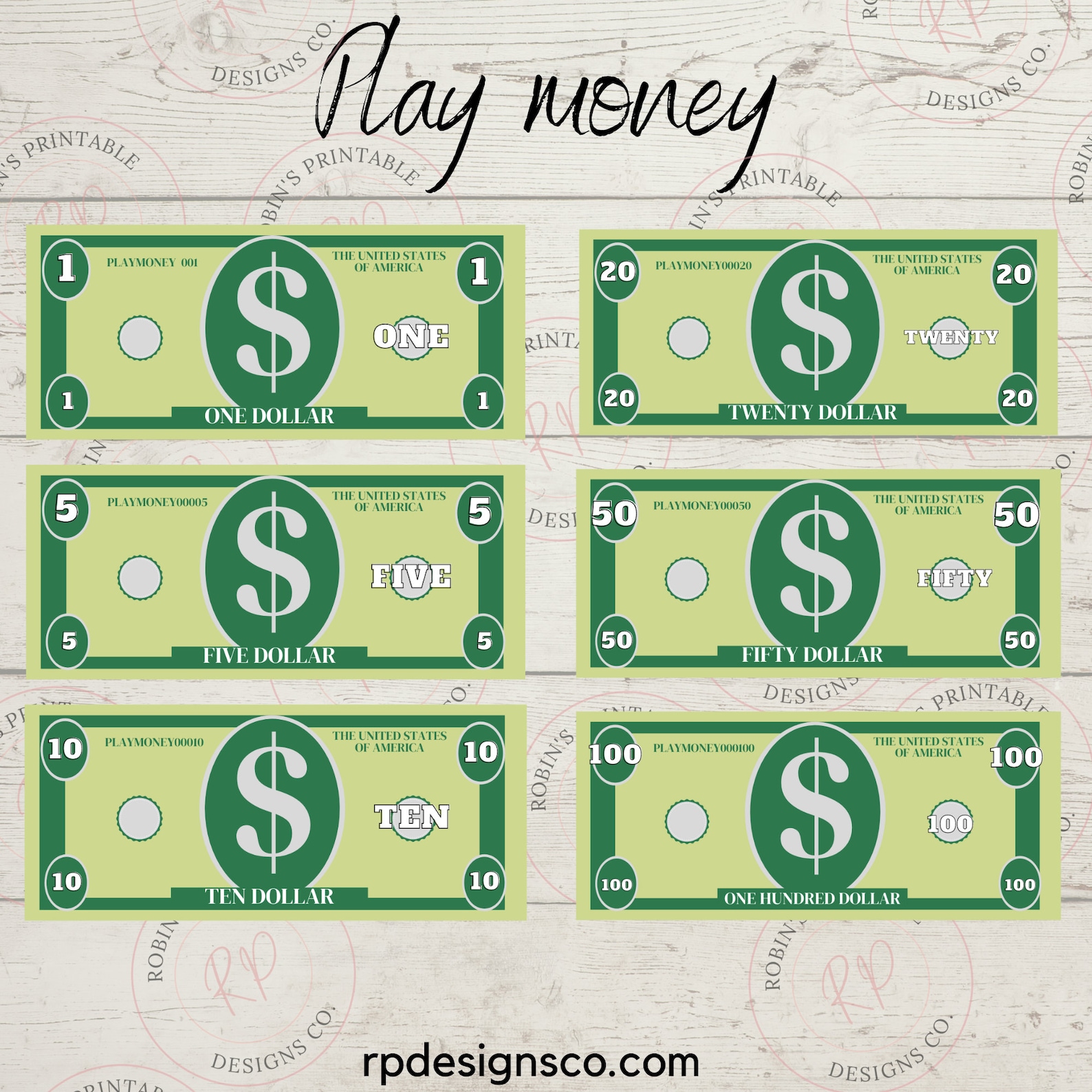 Printable Fake Pretend Money, Dollar Bills, Coins, Kids Pretend Play ...