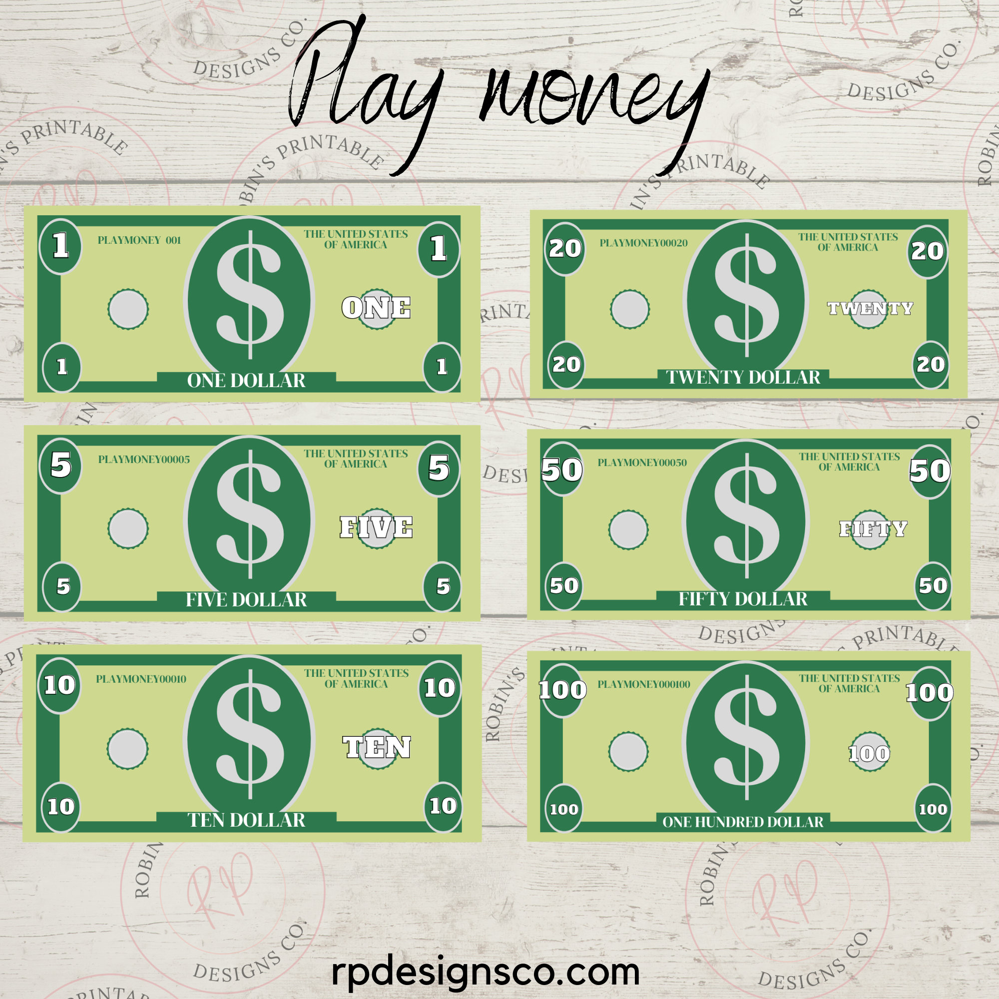 Printable Fake Pretend Money, Dollar Bills, Coins, Kids Pretend Play ...