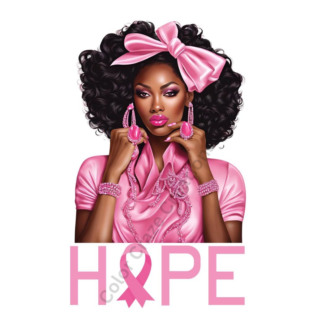 Breast Cancer Hope, PNG Only, African American Woman, PINK - Etsy