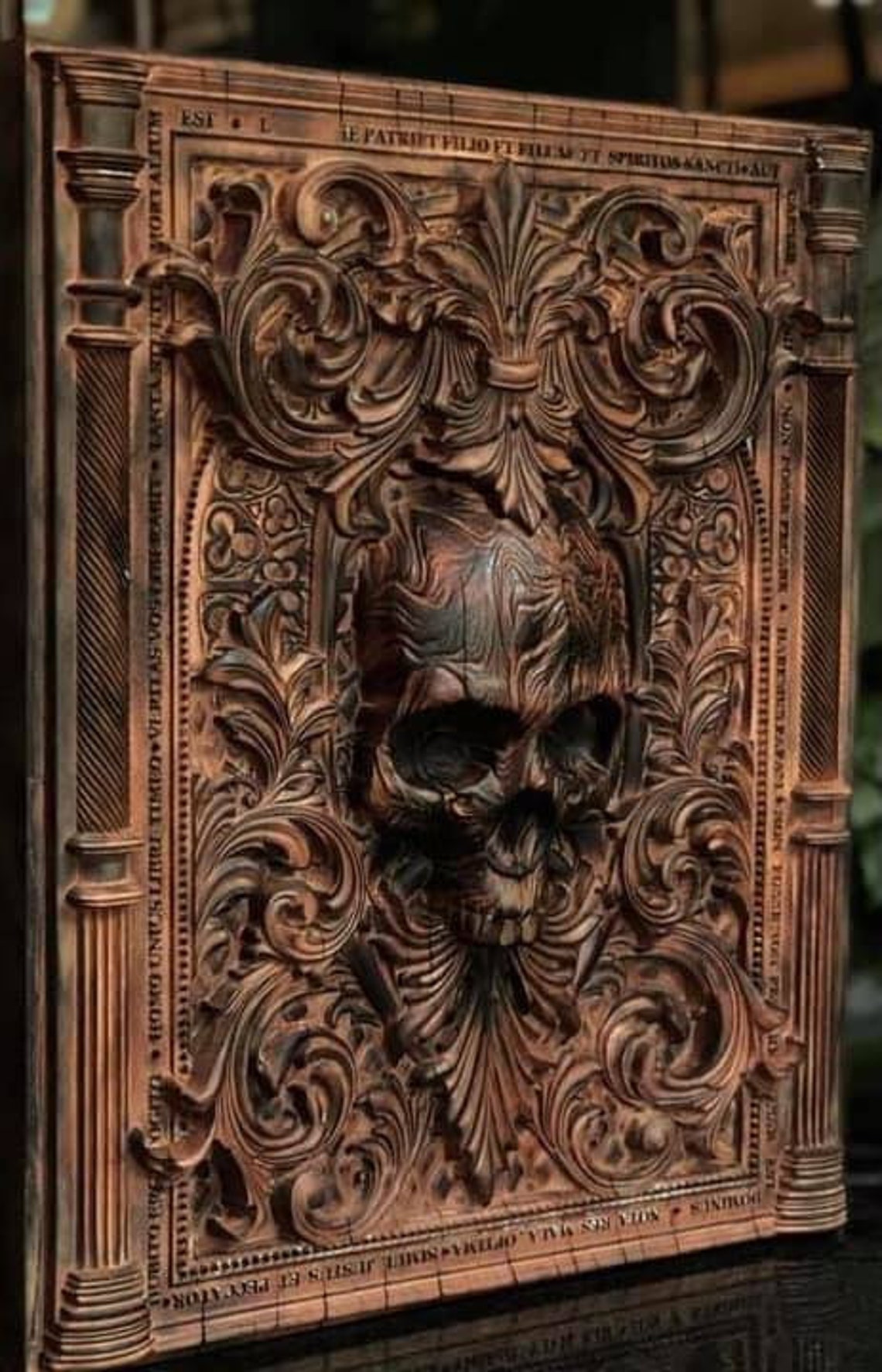 Decorative Natural Wood Carvings, Skull Wood Sculpture, Unique Wood ...