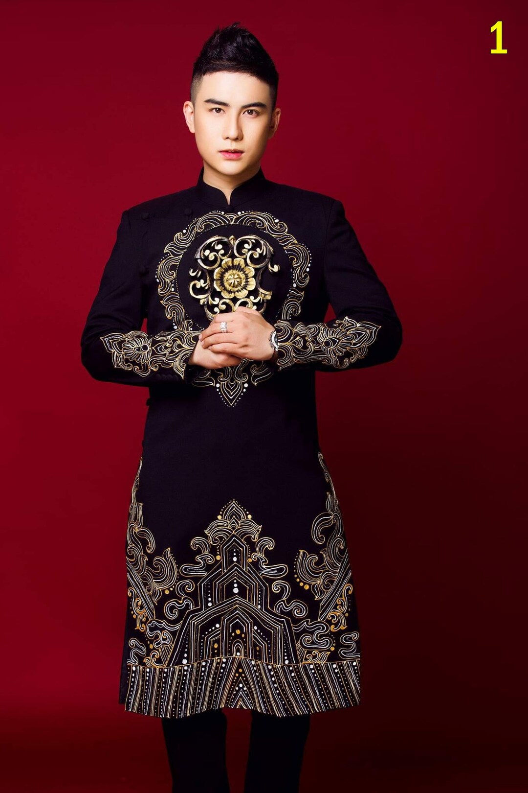 Men’s Custom Ao Dai – Hand-painted Vietnamese Traditional Tunic ...