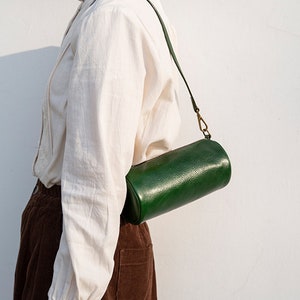 Leather Cylinder Bag, Leather Shoulder Bag, Leather Crossbody Bag for ...