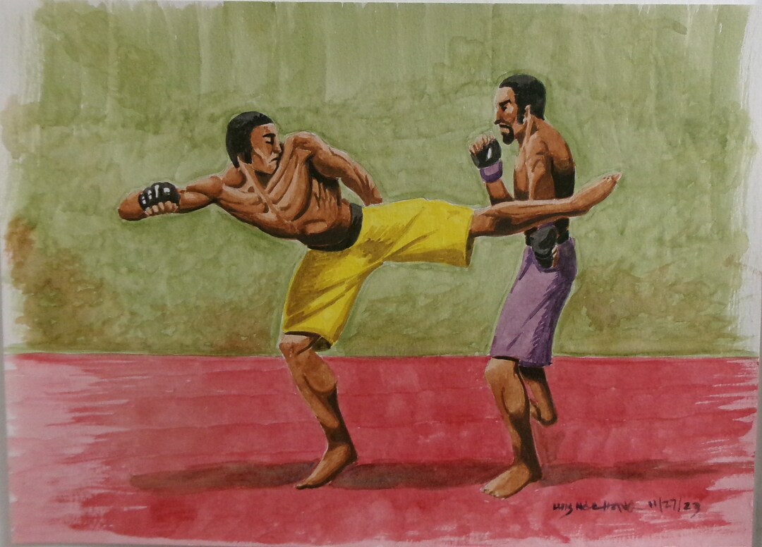 Vibrant MMA Wall Art, One of a Kind Watercolor Painting - Etsy
