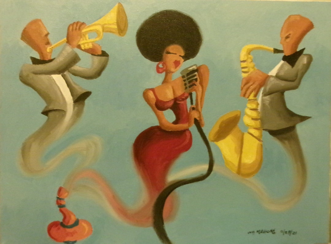 Musicians, Oil Painting on Canvas, Figure Art, Trumpet, Singer ...