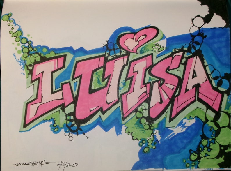 Graffiti Font Art Style Custom Drawn Name Sign Color Drawing Ink ...
