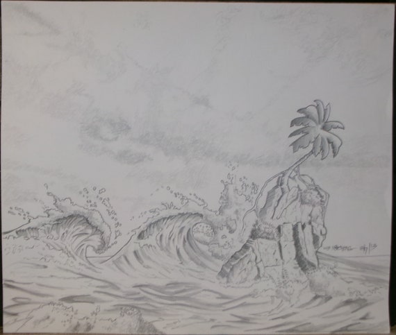 Island Drawing With Pencil