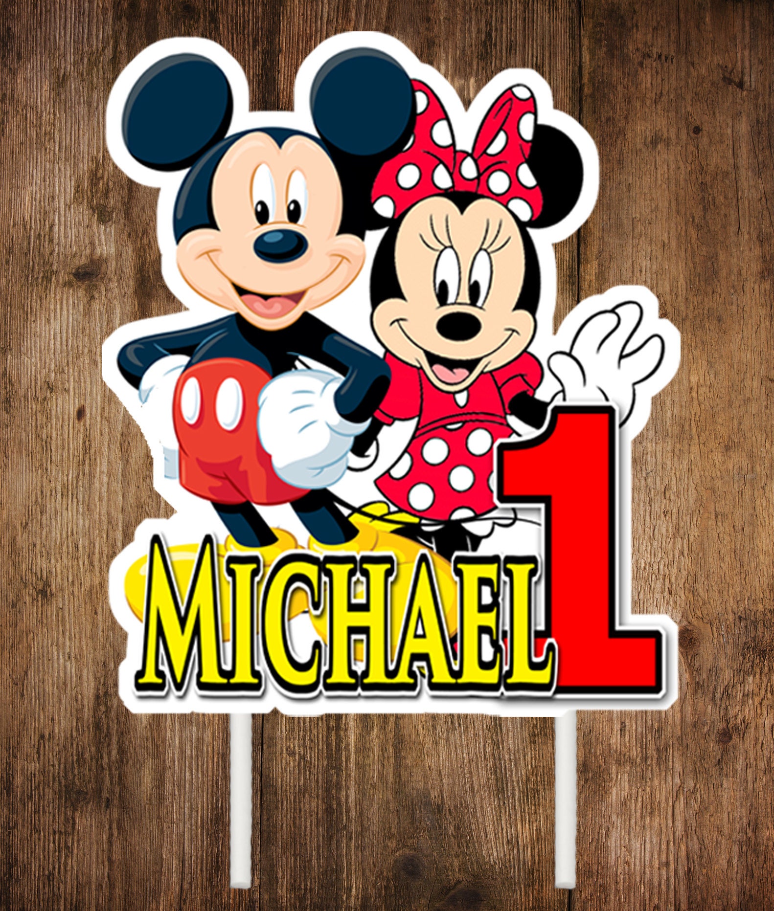 Mickey and Minnie Mouse Cake Topper Personalized Custom Cake - Etsy UK