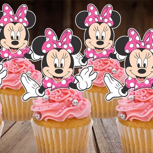 Inspired by Minnie Mouse pink Cupcake Topper Birthday - Etsy