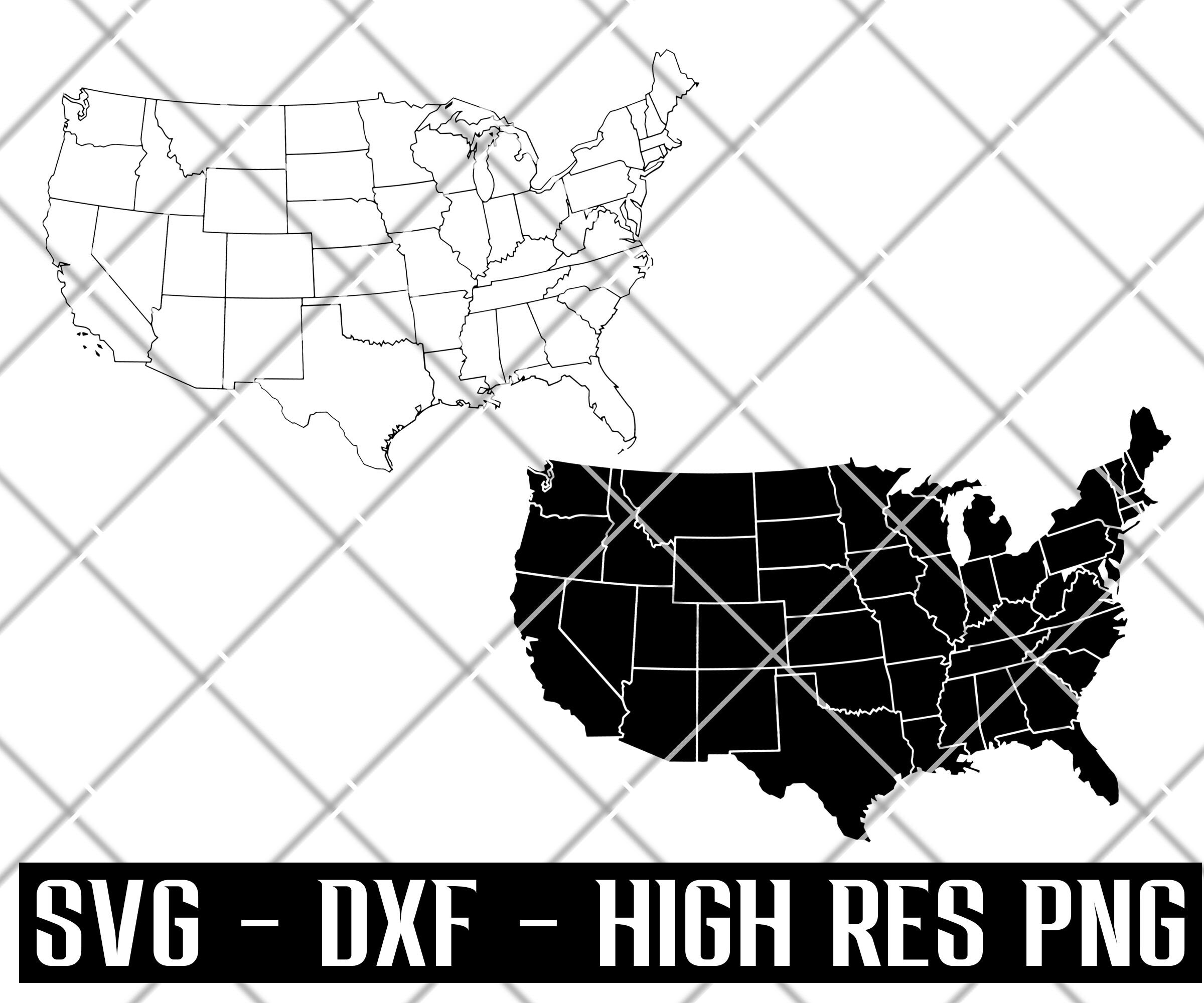USA Map Svg USA States Svg United States Map Svg File for - Etsy