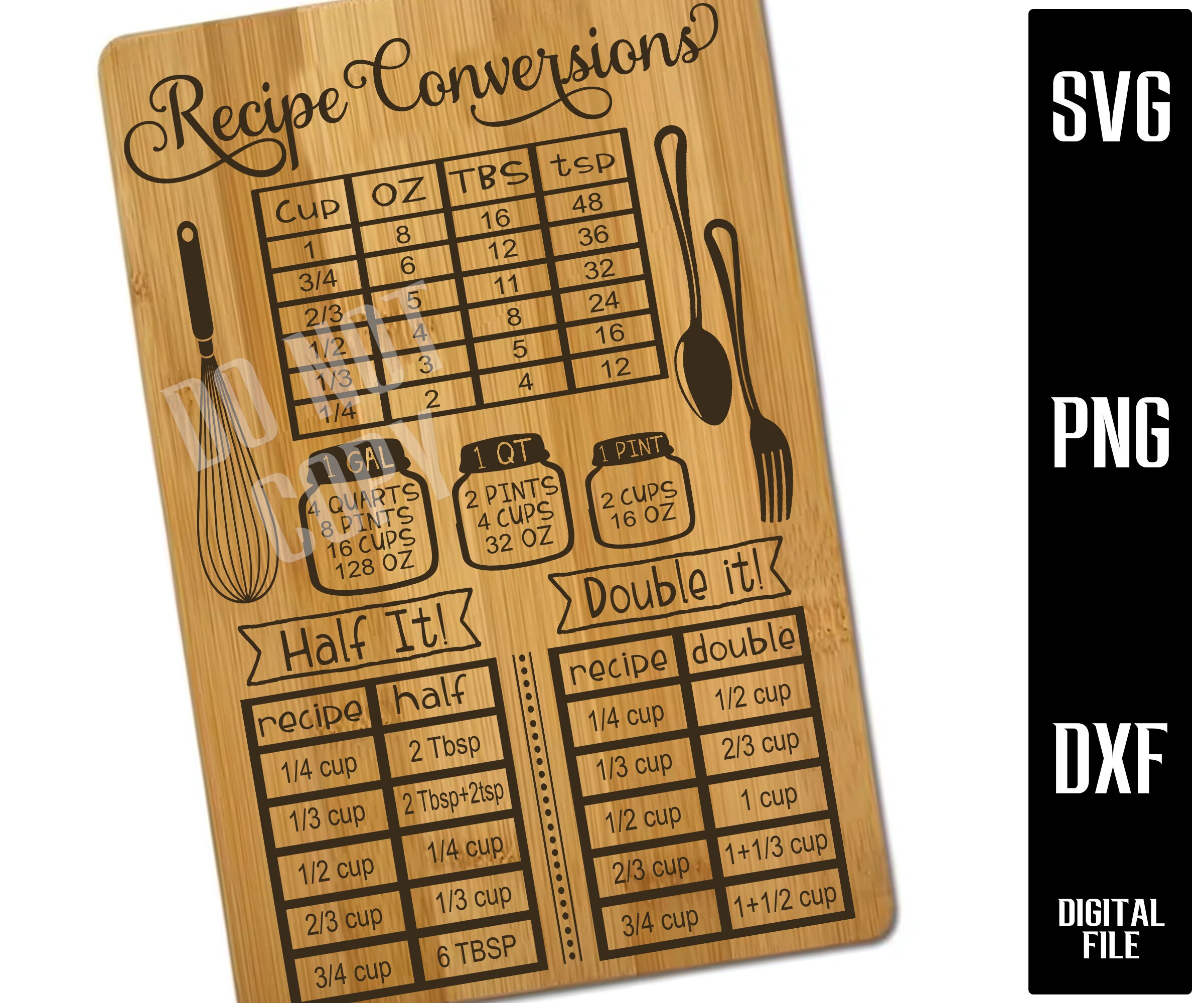 Recipe Conversions SVG Kitchen Svg Conversion Chart Svg - Etsy New Zealand