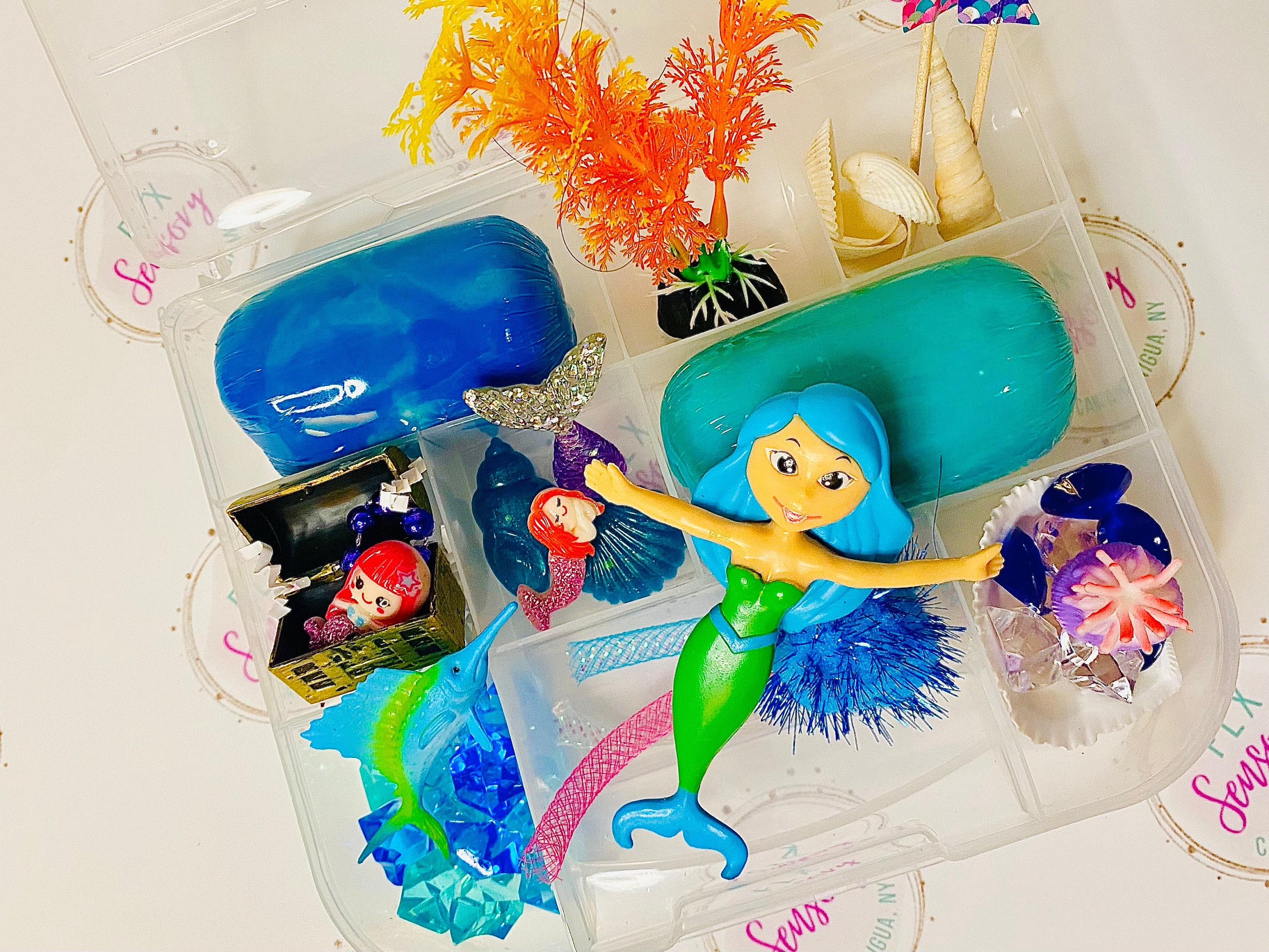 MERMAID Sensory Dough Kit little Mermaid BUBBLE GUPPIES ariel ocean ...