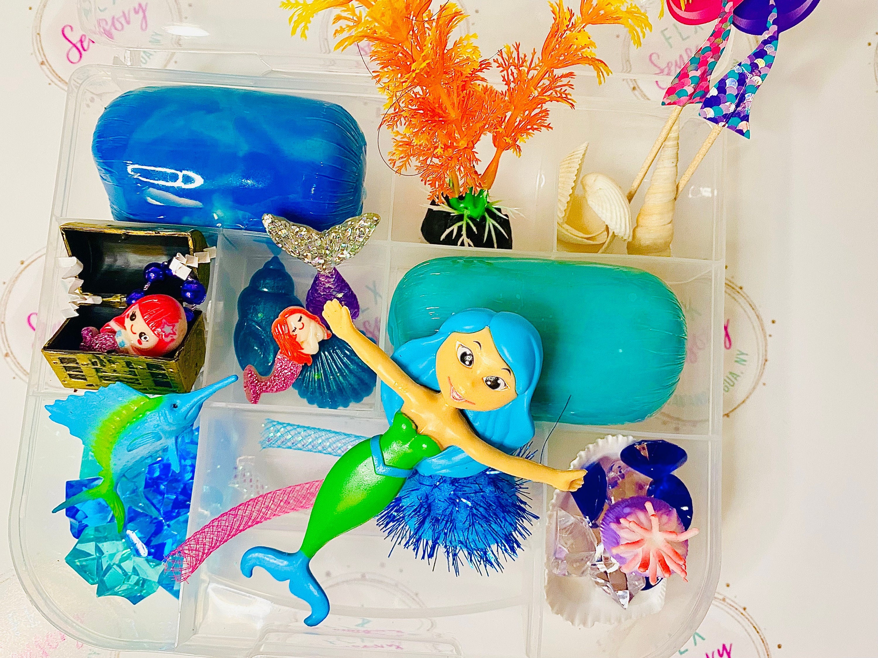 MERMAID Sensory Dough Kit little Mermaid BUBBLE GUPPIES ariel ocean ...
