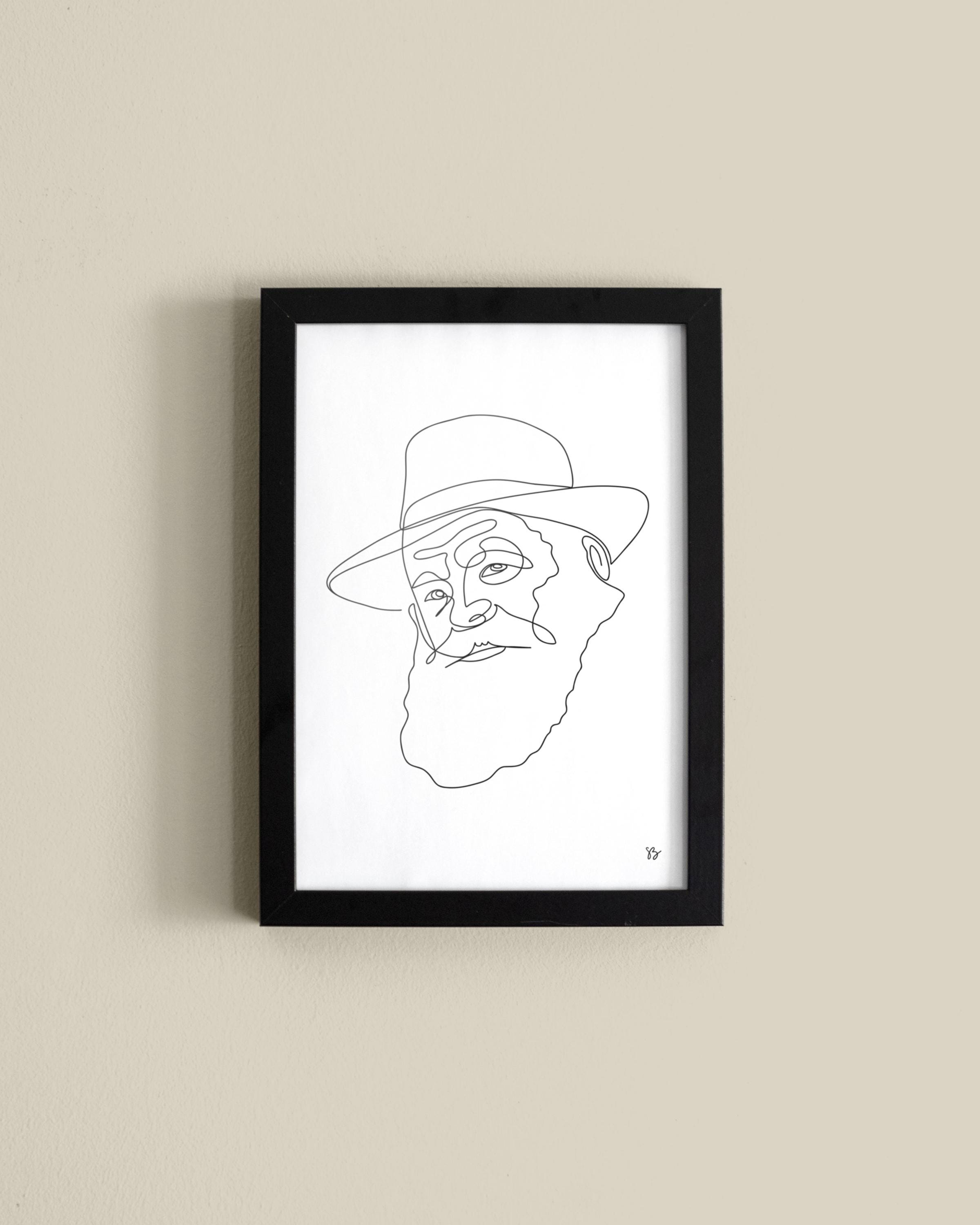 Digital File Poster Line Art - the Lubavitcher Rebbe Menachem Mendel ...