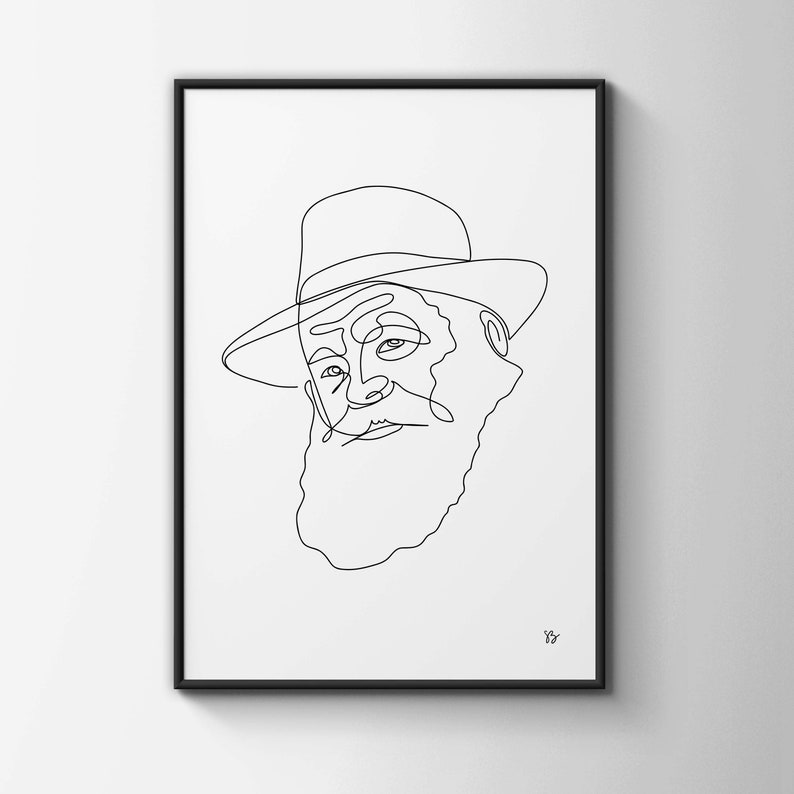 Digital File Poster Line Art - the Lubavitcher Rebbe Menachem Mendel ...