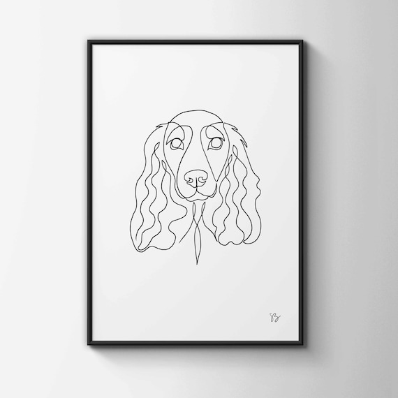 Poster Line Art Cocker Spaniel | Etsy