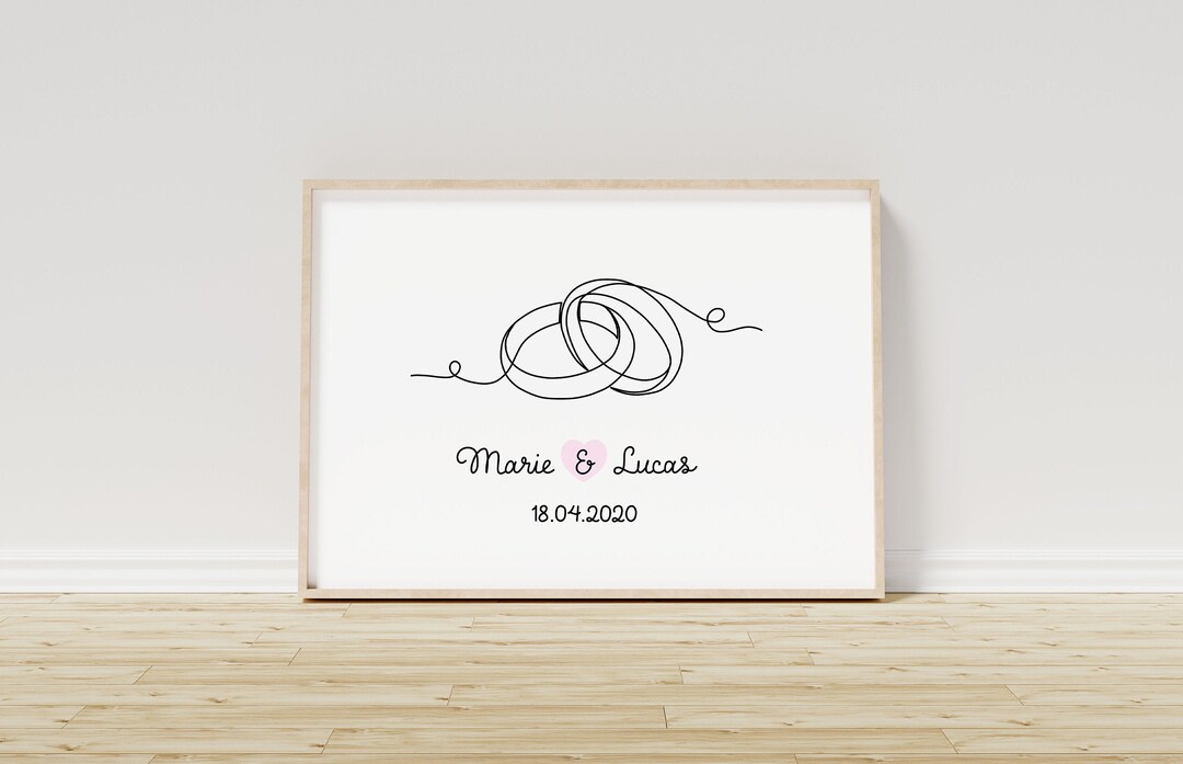 Personalized Alliance/marriage Line Drawing With First Names and Date ...