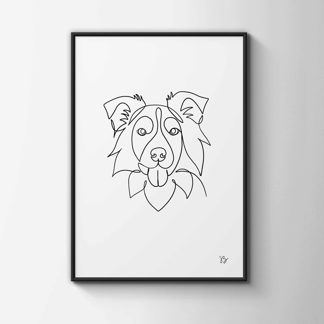 Poster Line Art - Border Collie - Etsy