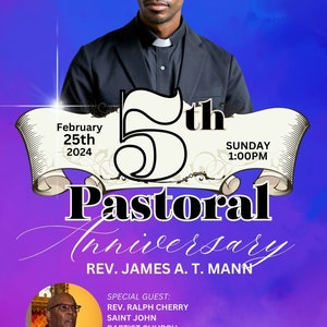 Pastoral Anniversary Program Template | Printable Church Bulletin ...