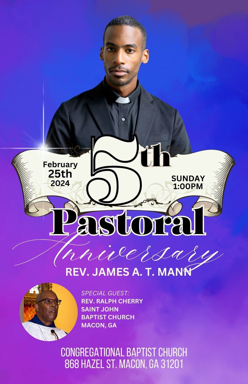 Pastoral Anniversary Program Template | Printable Church Bulletin ...