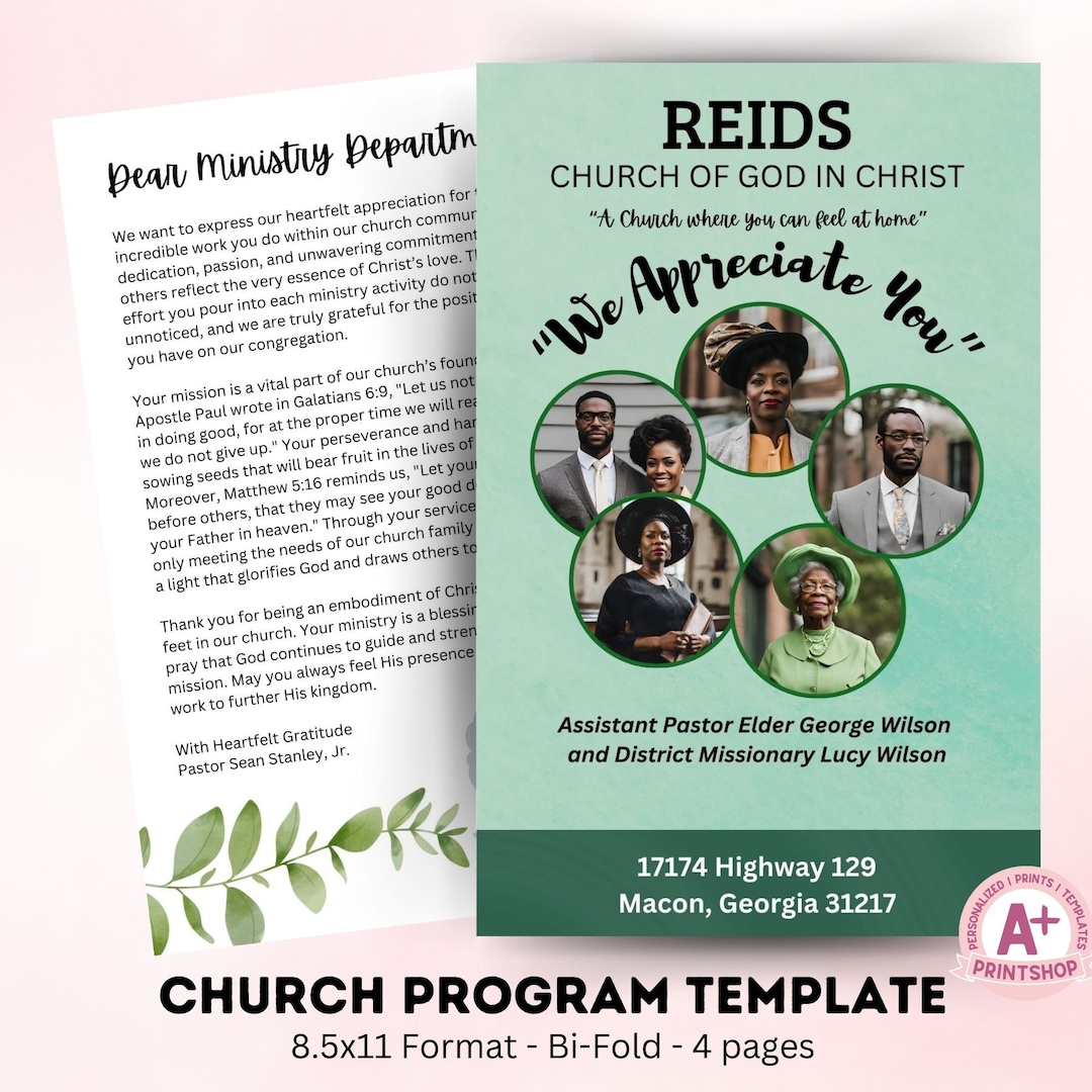 Church Program Template, Ministry Department Program, Appreciation ...